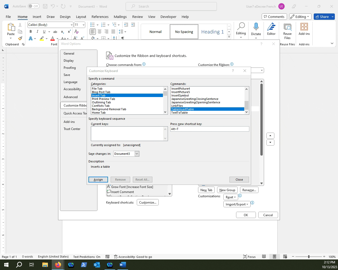 How can I create Custom Keyboard Shortcuts in Word?